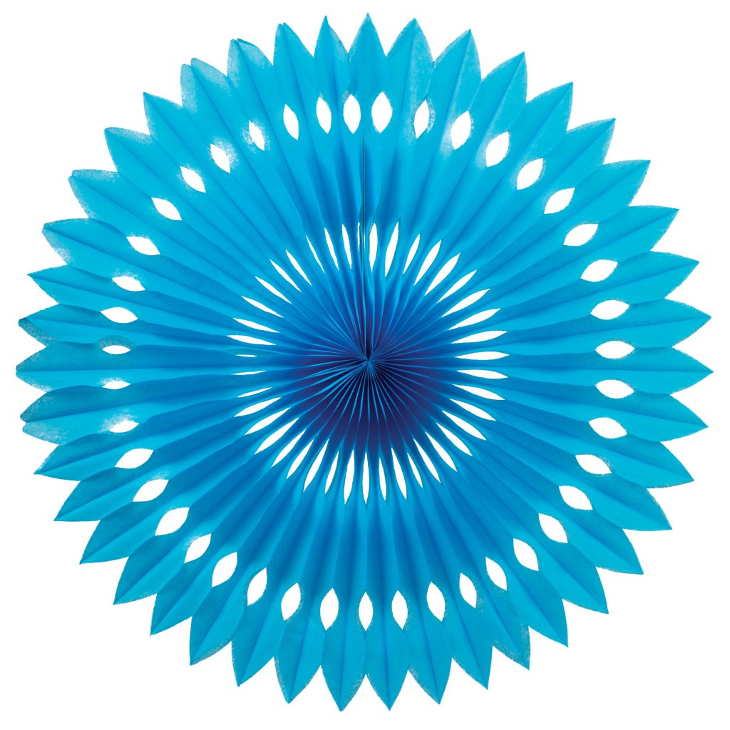 Blue Paper Fan 40cm - Party Splendour