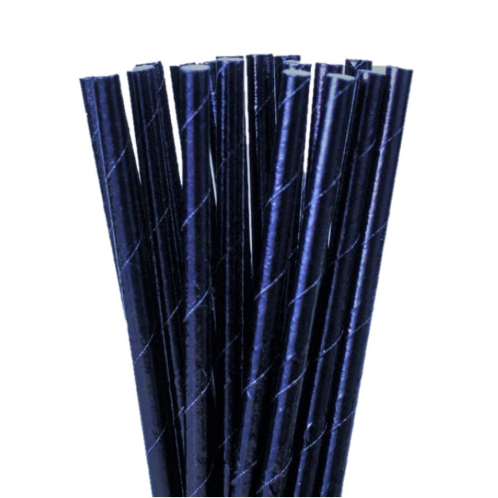 Navy Blue Plain Paper Straws - Party Splendour