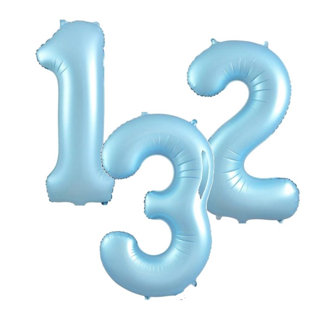 Pastel Blue Jumbo Number Foil Balloons - Party Splendour