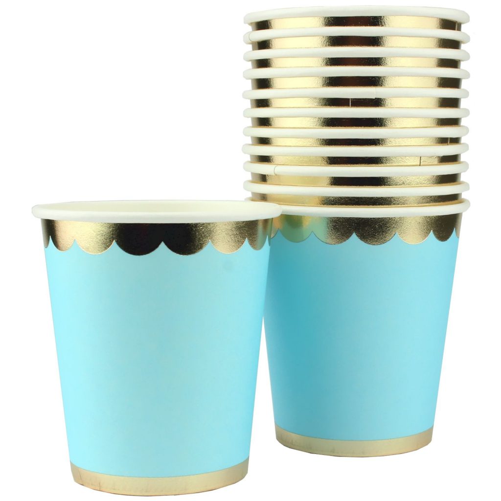 Pastel Blue Luxe Paper Cups - Party Splendour