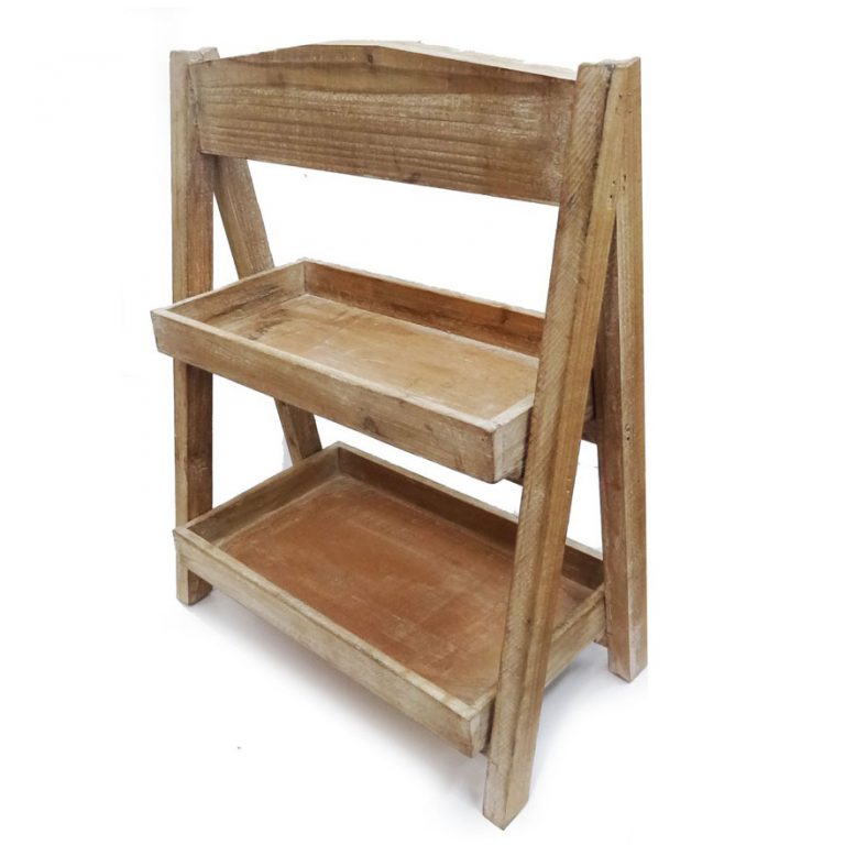 Rustic Wooden 2 Tiered Stand - Party Splendour