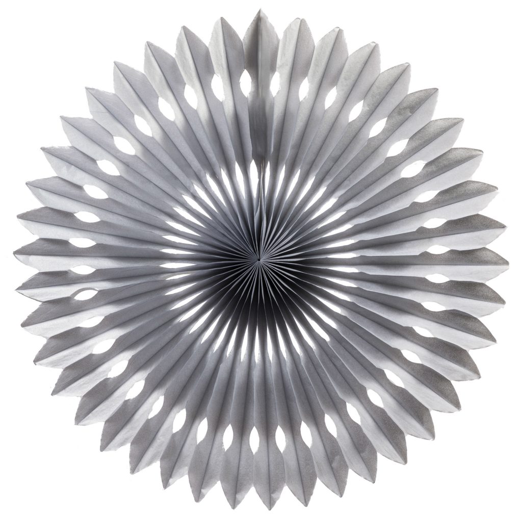 Silver Paper Fan 40cm - Party Splendour