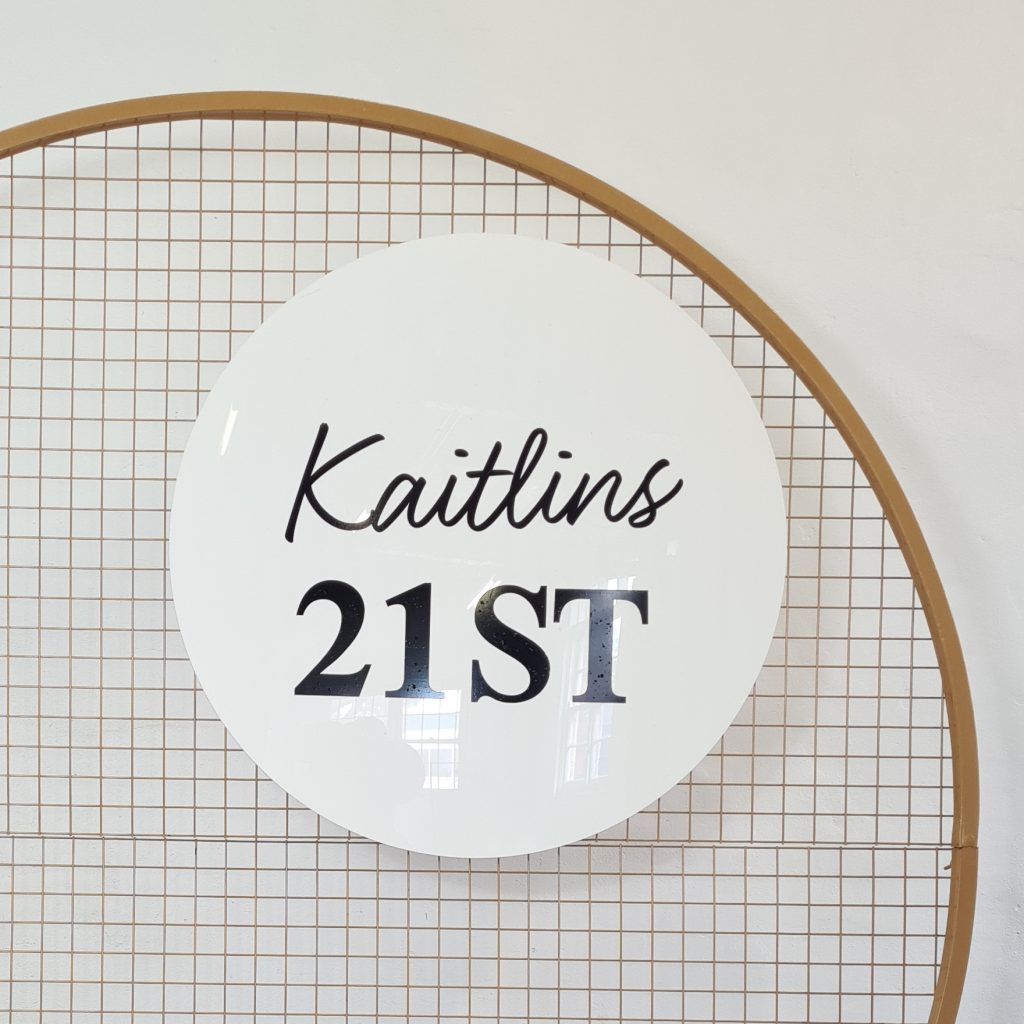 White 90cm Round Acrylic Sign - Party Splendour