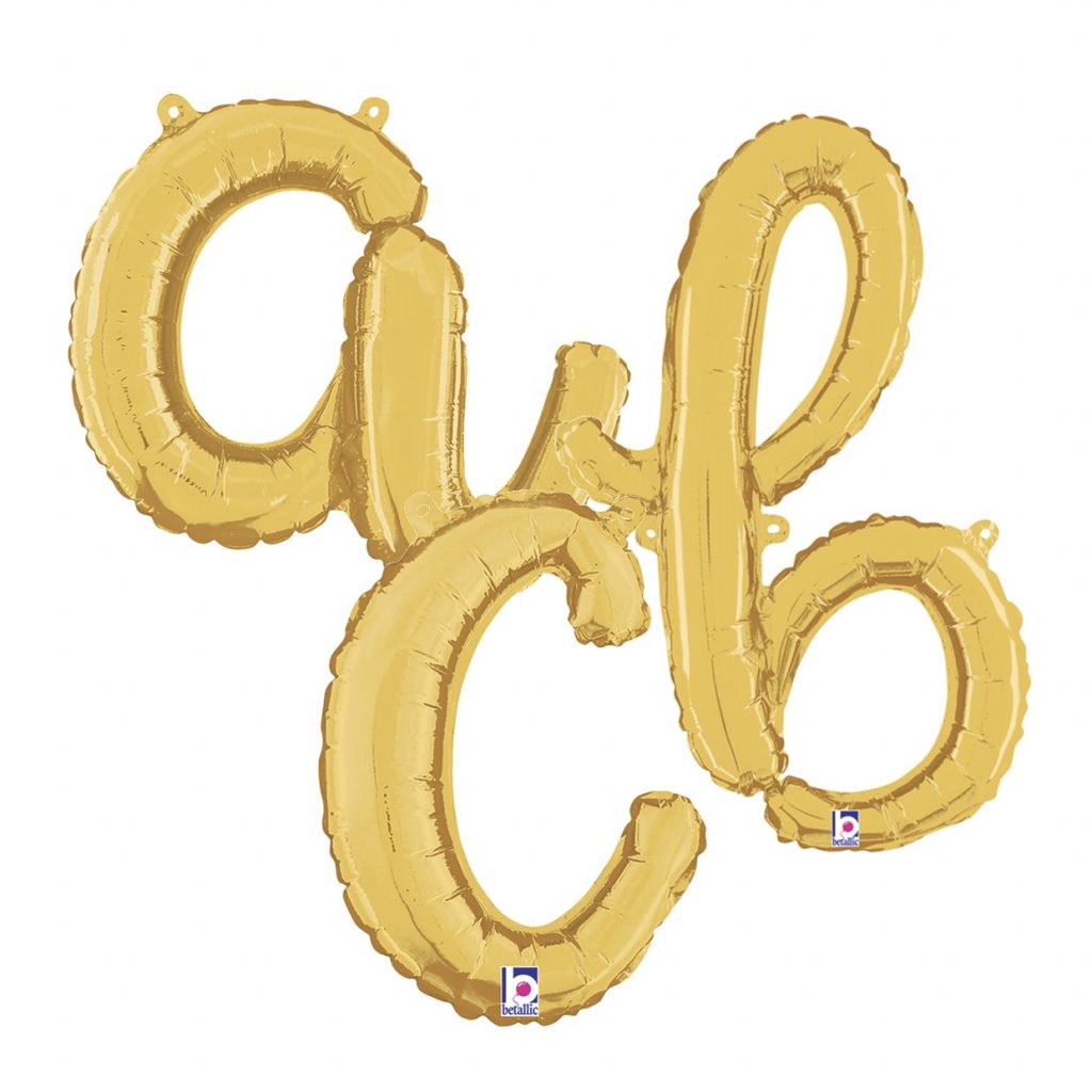 Gold Script Letter Foil Balloons - Party Splendour