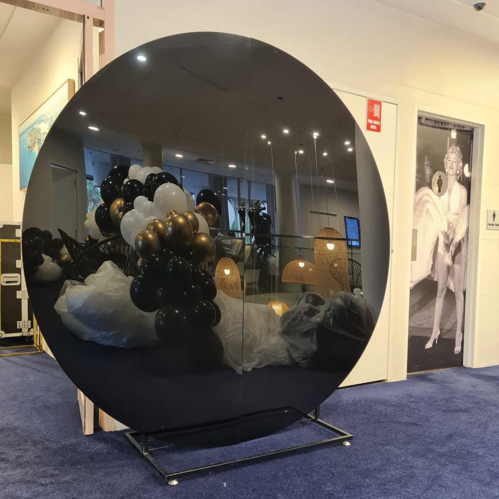 Black Round Acrylic Backdrop – Party Splendour