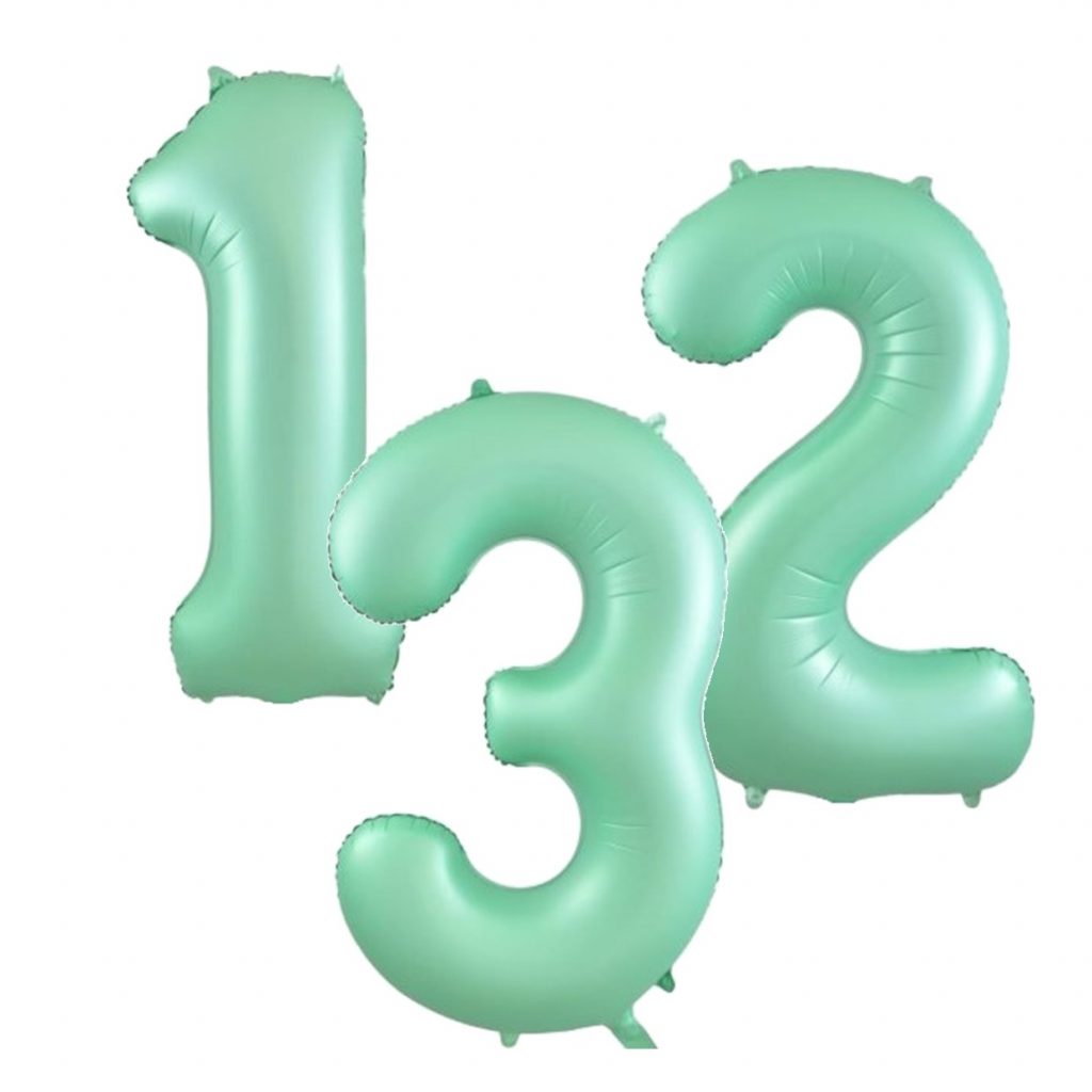 Pastel Mint Jumbo Number Foil Balloons - Party Splendour