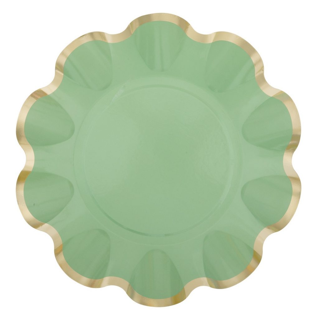 Sage & Gold Scalloped Small Paper Plates - Party Splendour