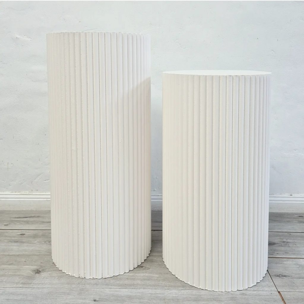 White Ripple Plinths $120 & $100 - Party Splendour