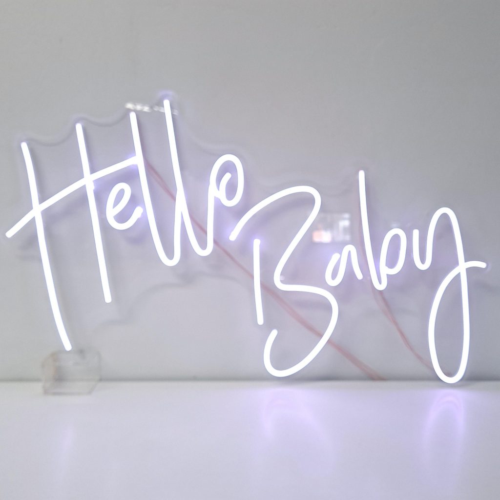 Hello Baby Neon Sign Hire – Party Splendour