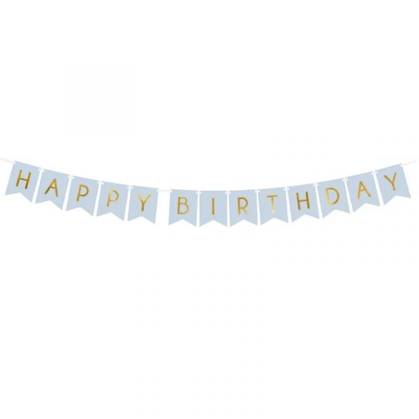 Light Blue Happy Birthday Banner – Party Splendour